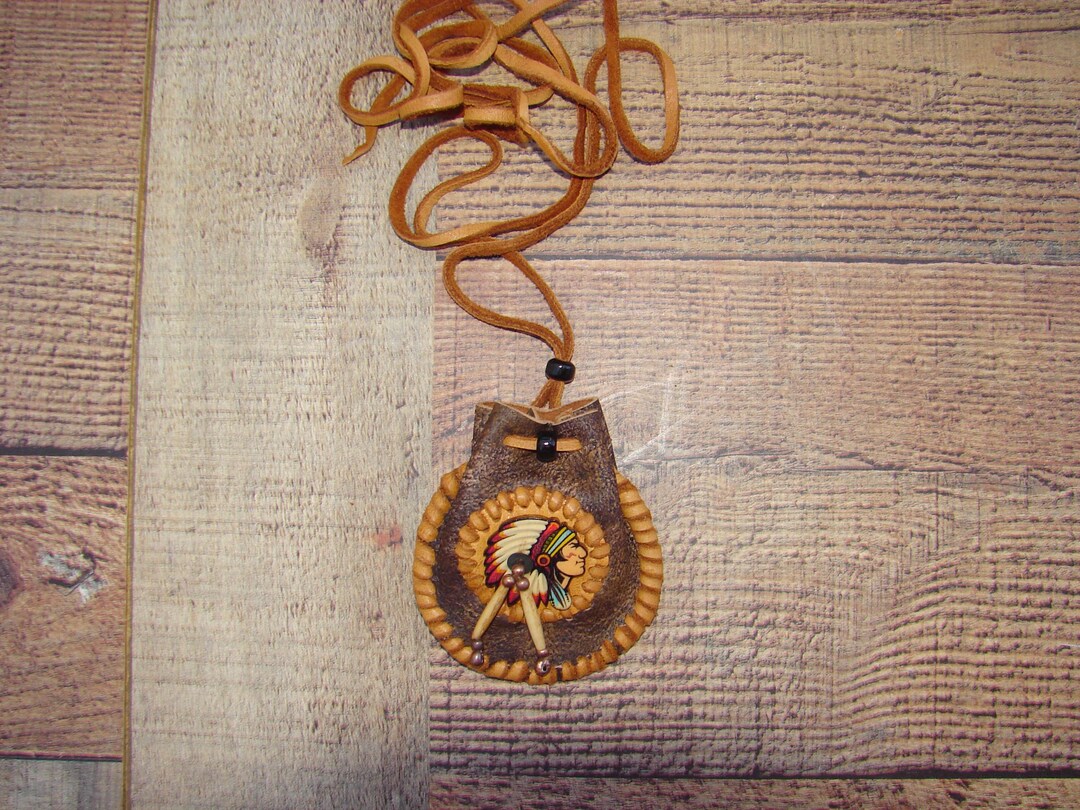 Native American Style Medicine Bag, Deerskin Leather Chief Medicine Bag ...