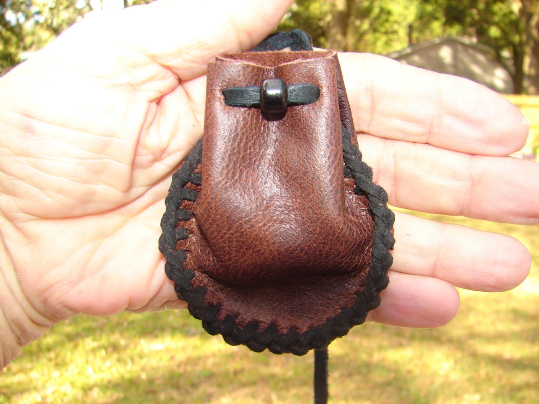 Deerskin Leather Medicine Bag, Native American Buckskin Necklace Pouch ...