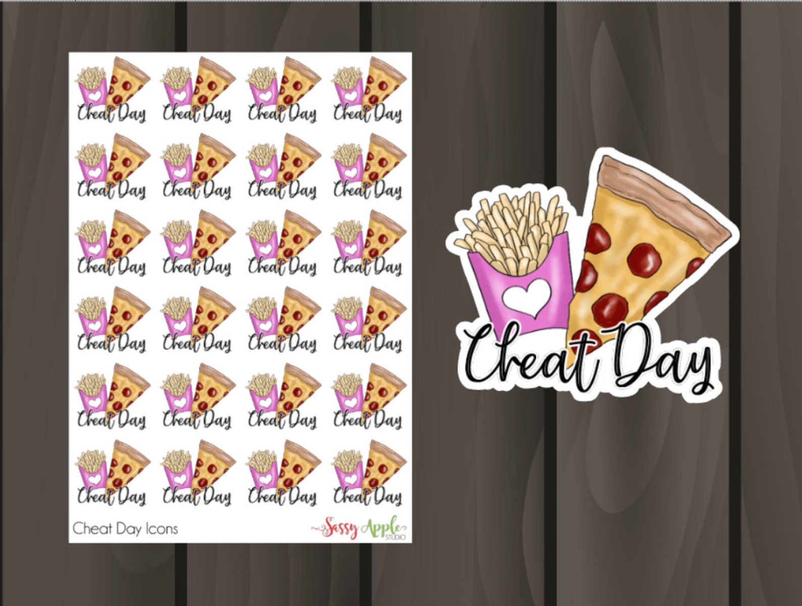 Cheat Day Stickers Food Stickers Pizza Stickers French - Etsy