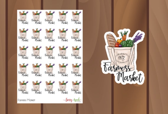 Farmers Market Stickers Produce Stickers Typography | Etsy