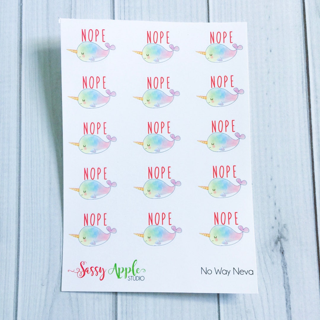 Nope Stickers Neva Says No Way Stickers - Etsy