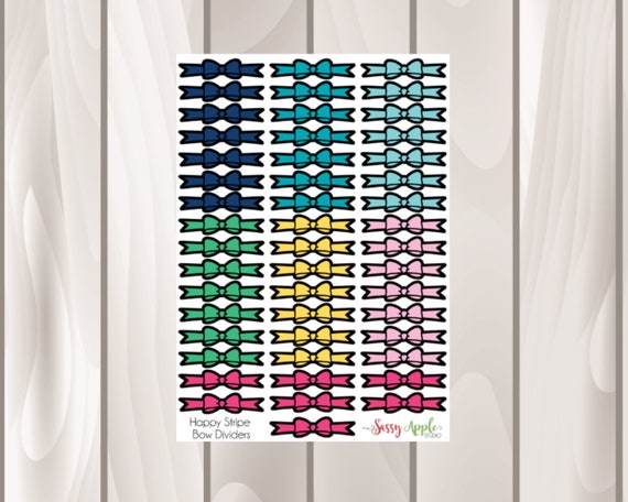 Happy Stripe Bow Divider Stickers Bow Header Stickers | Etsy