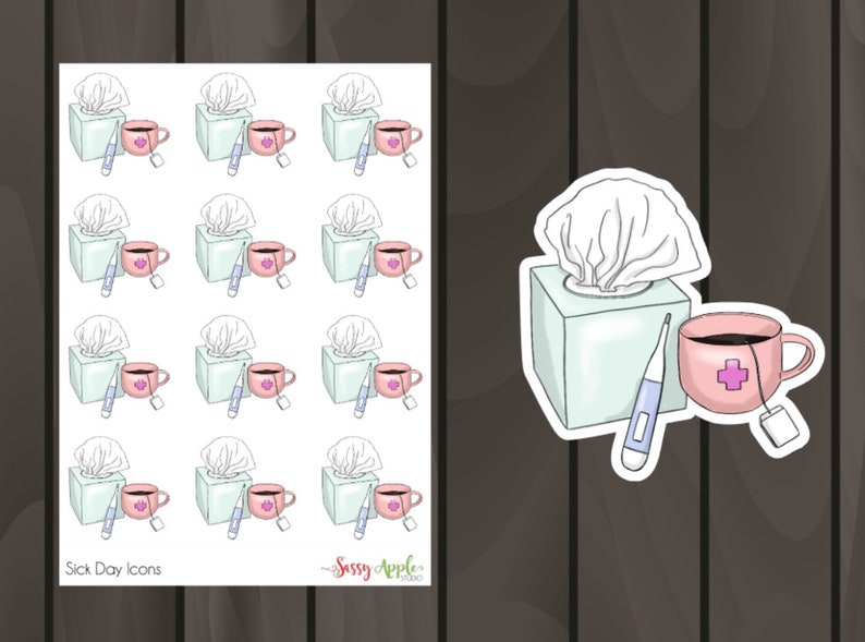 Sick Day Stickers Icon Stickers Typography Stickers | Etsy