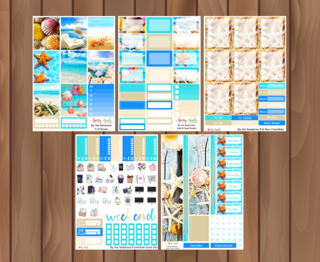By the Seashore Beach Sticker Kit Vacation Sticker Kit Weekly Sticker ...