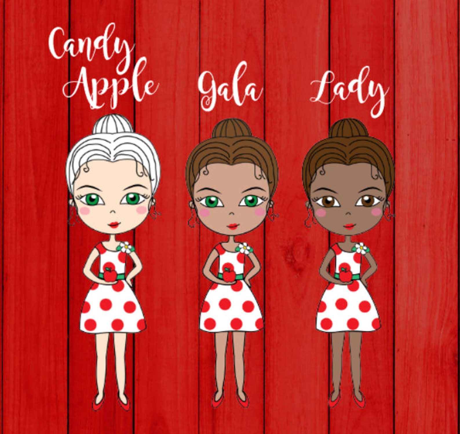 Candy Apple Sampler Character Stickers - Etsy