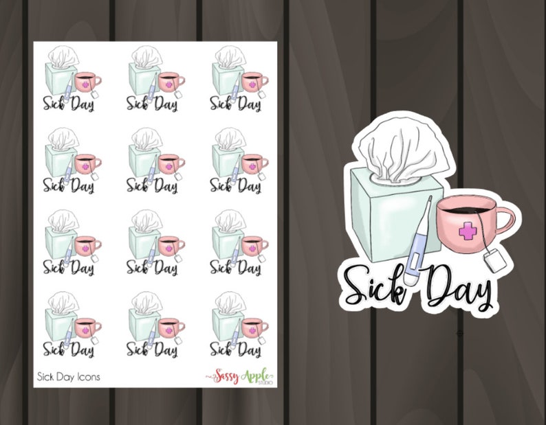Sick Day Stickers Icon Stickers Typography Stickers - Etsy