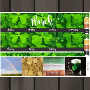 March Monthly View Sticker Kit St. Patrick's Day Monthly - Etsy