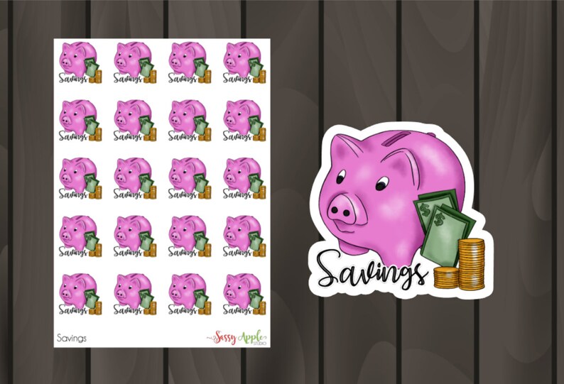 Savings Stickers Piggy Bank Stickers Money Stickers - Etsy