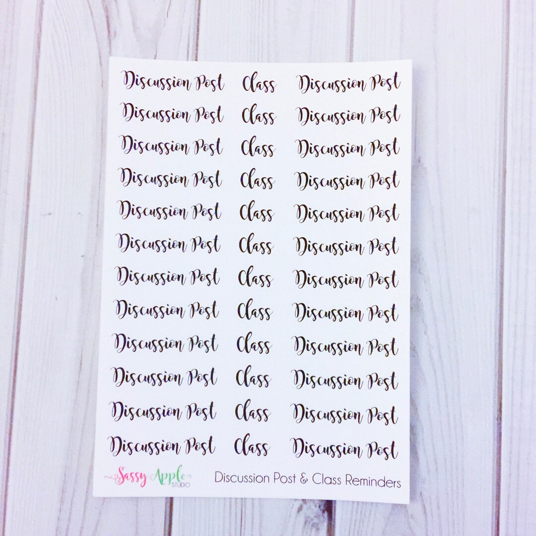 Discussion Post Reminder Stickers Class Stickers Script Word Stickers ...