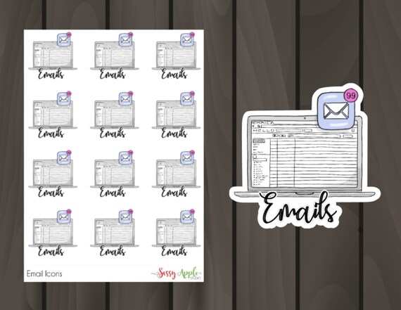Email Stickers Email Reminders Icon Stickers Typography | Etsy