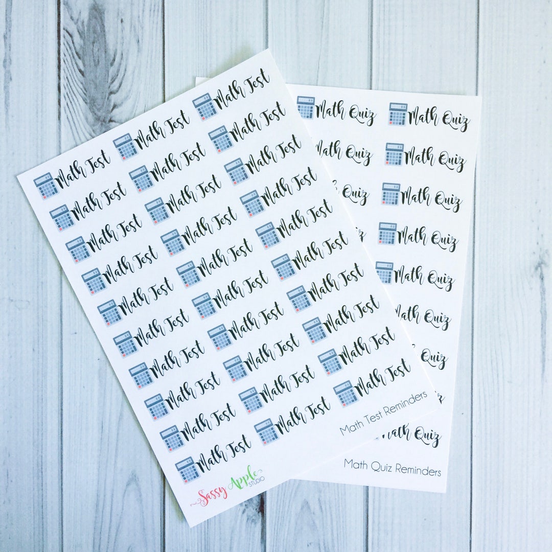 Math Test Reminder Planner Stickers Math Quiz Reminder Stickers School ...