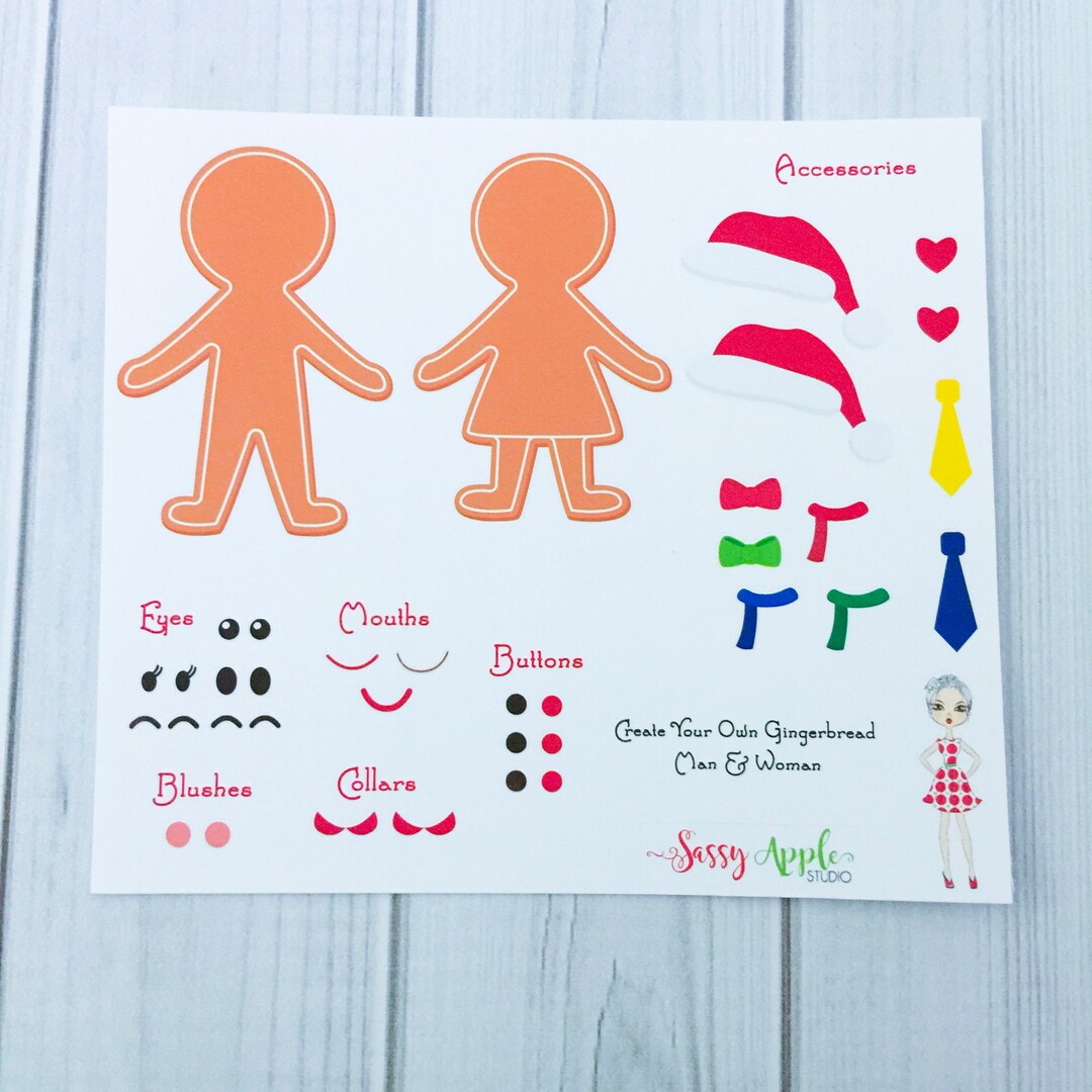 Create Your Own Gingerbread Man/woman Christmas Stickers - Etsy