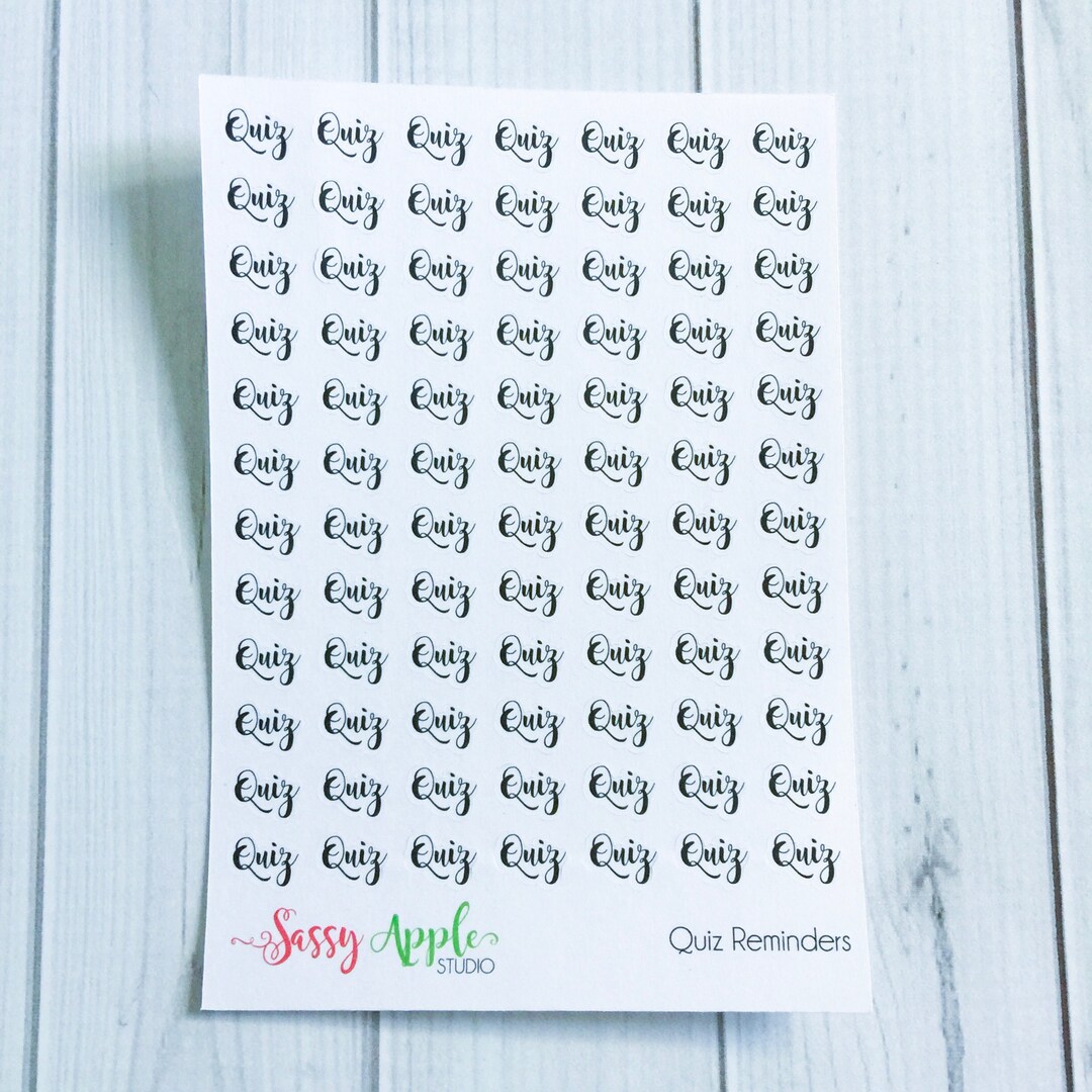 Quiz Reminder Stickers Script Word Stickers Typography Stickers School ...