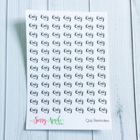 Quiz Reminder Stickers Script Word Stickers Typography | Etsy