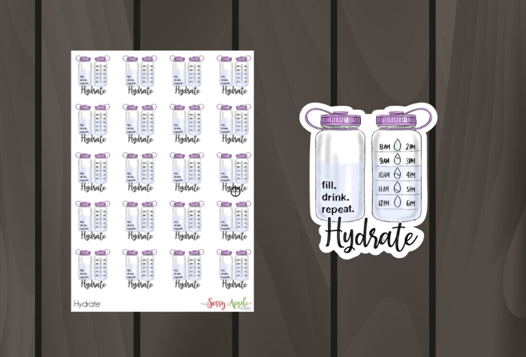 Hydrate Stickers Drink Water Stickers Hydration Stickers Wellness ...
