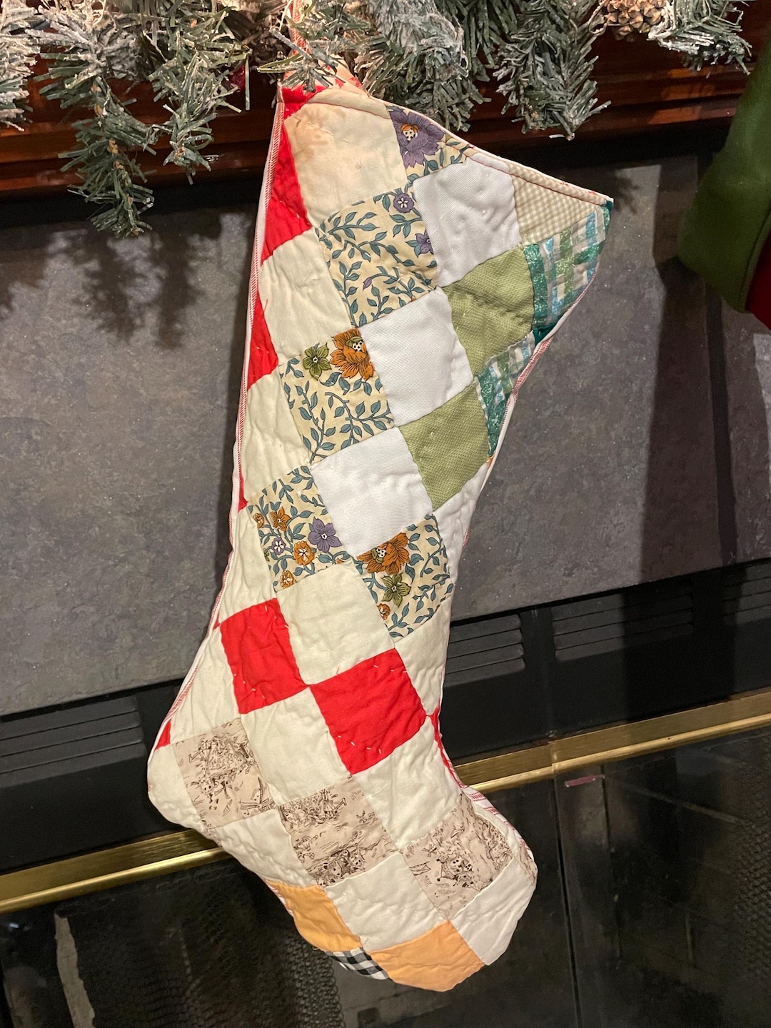 Vintage Patchwork Quilted Stocking - Etsy