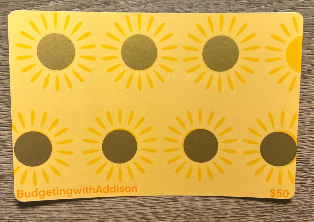 Sunshine Scratch off Saving Challenge A5 or A6 Size - Etsy