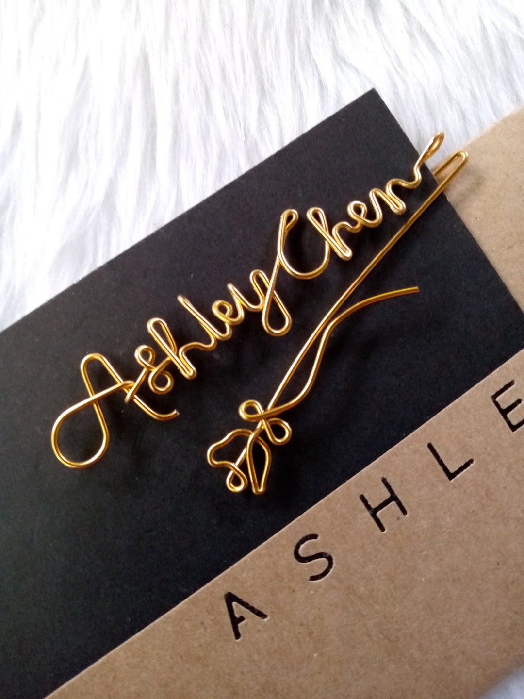 Wire Name Bookmark With Rose Flower Accent, Customized Name Paperclip ...