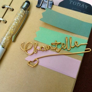 Custom Wire Name Bookmark, Name/word Paperclip, Book Page Marker ...