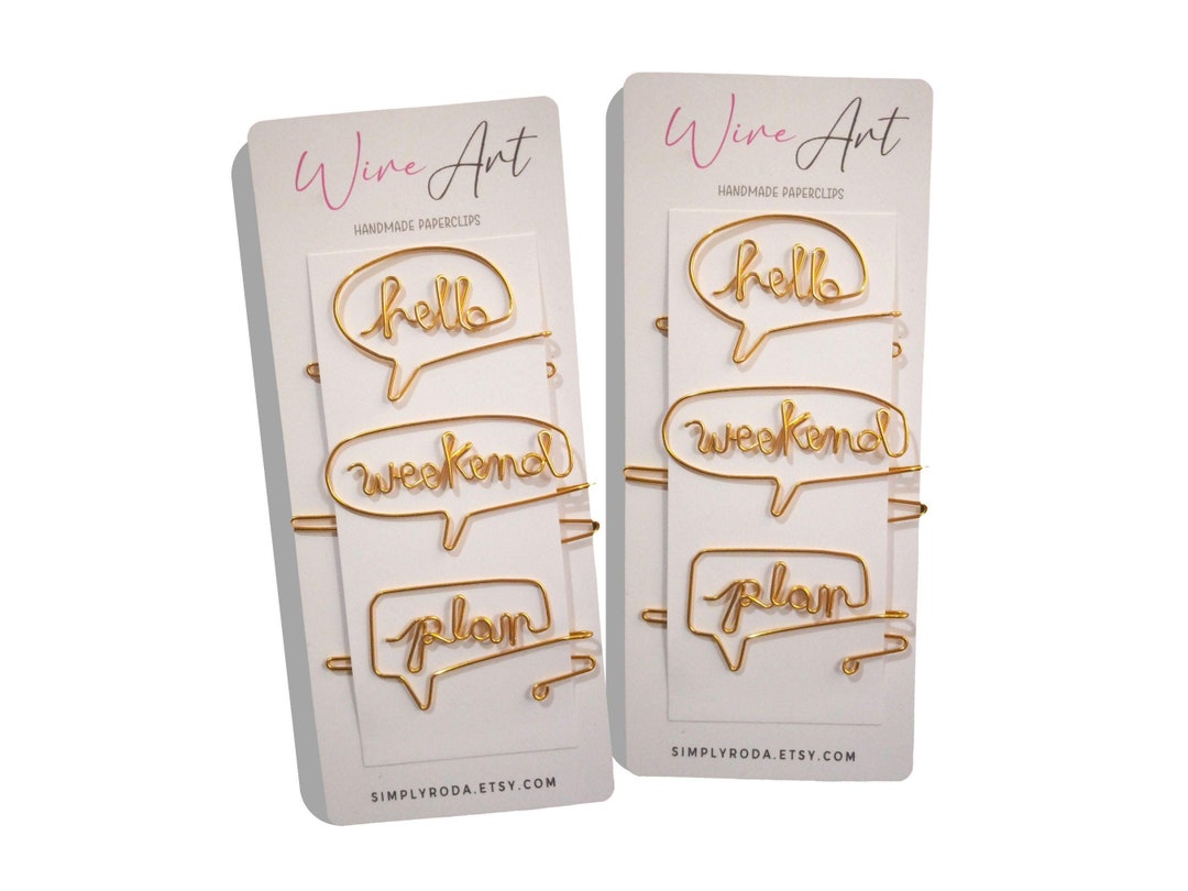 Planner Paperclip Set /bookmark, Gold Wire Written Word Paperclips ...