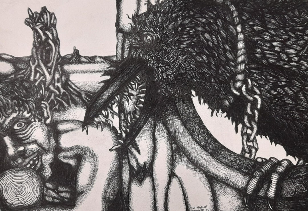 Crow Carrion Crave - Original Pen Drawing - Etsy