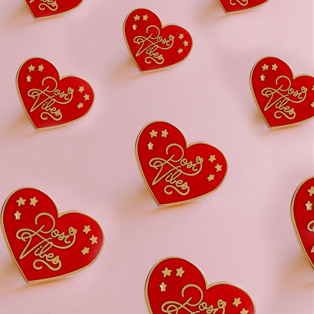 Posi Vibes Heart Enamel Pin - Etsy