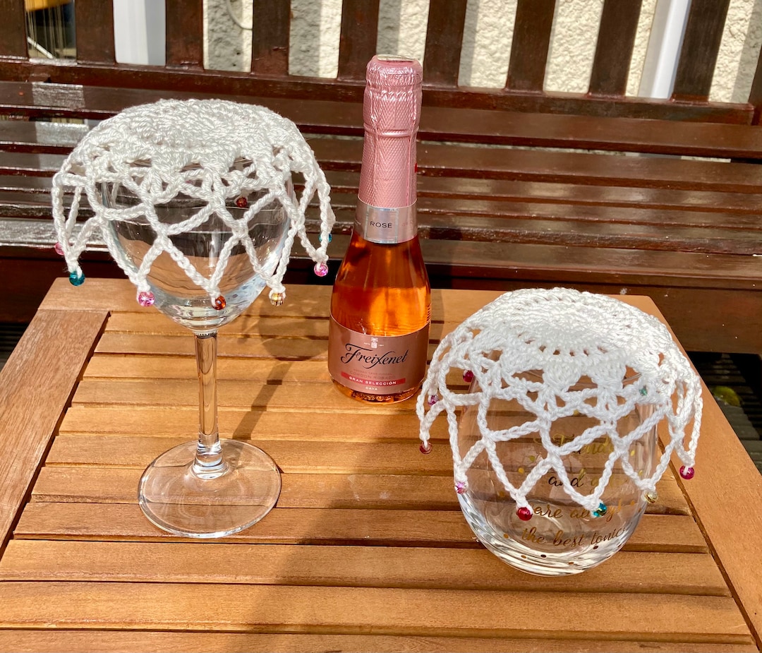 Beaded Crochet Glass Cover, Wine Glass Cover, Mug Cover, Cup Cover ...