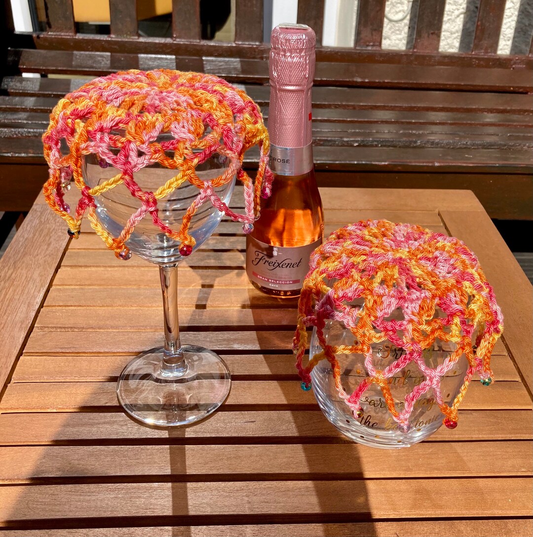 Beaded crochet glass cover Wine glass cover Mug cover Cup - Etsy 日本