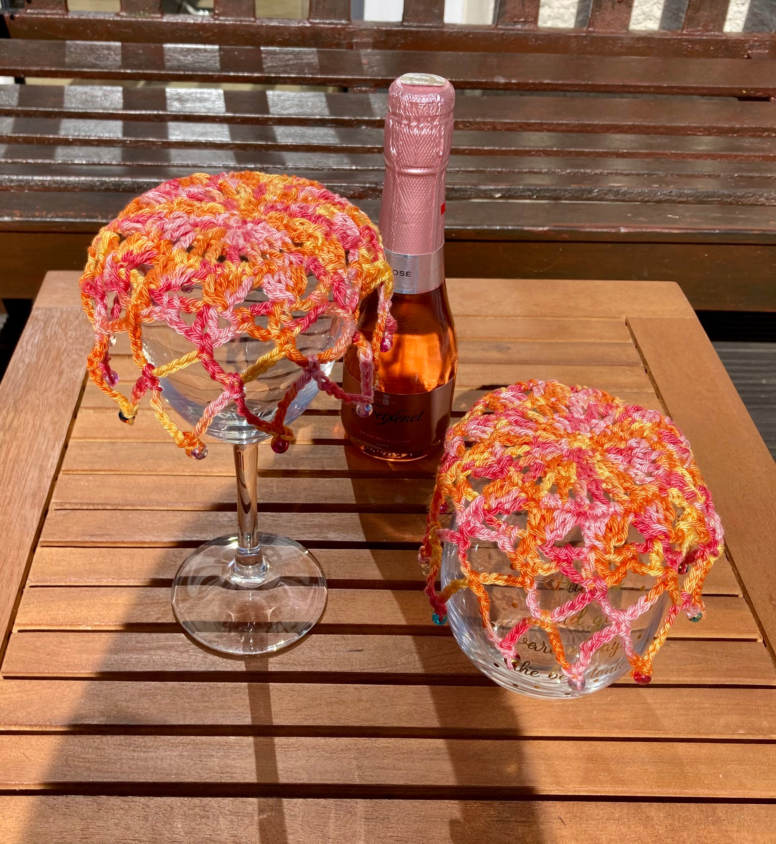 Beaded crochet glass cover Wine glass cover Mug cover Cup | Etsy