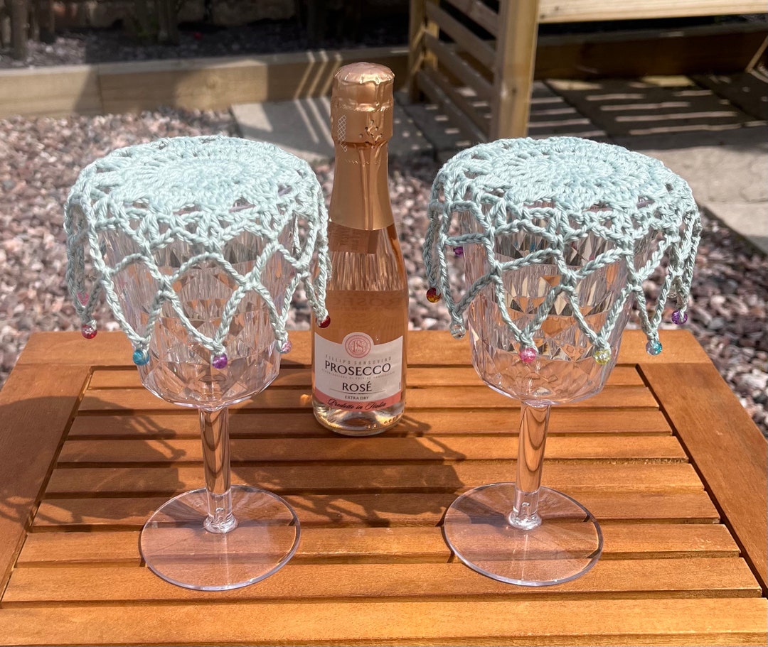 Beaded Crochet Glass Cover, Wine Glass Cover, Mug Cover, Cup Cover ...