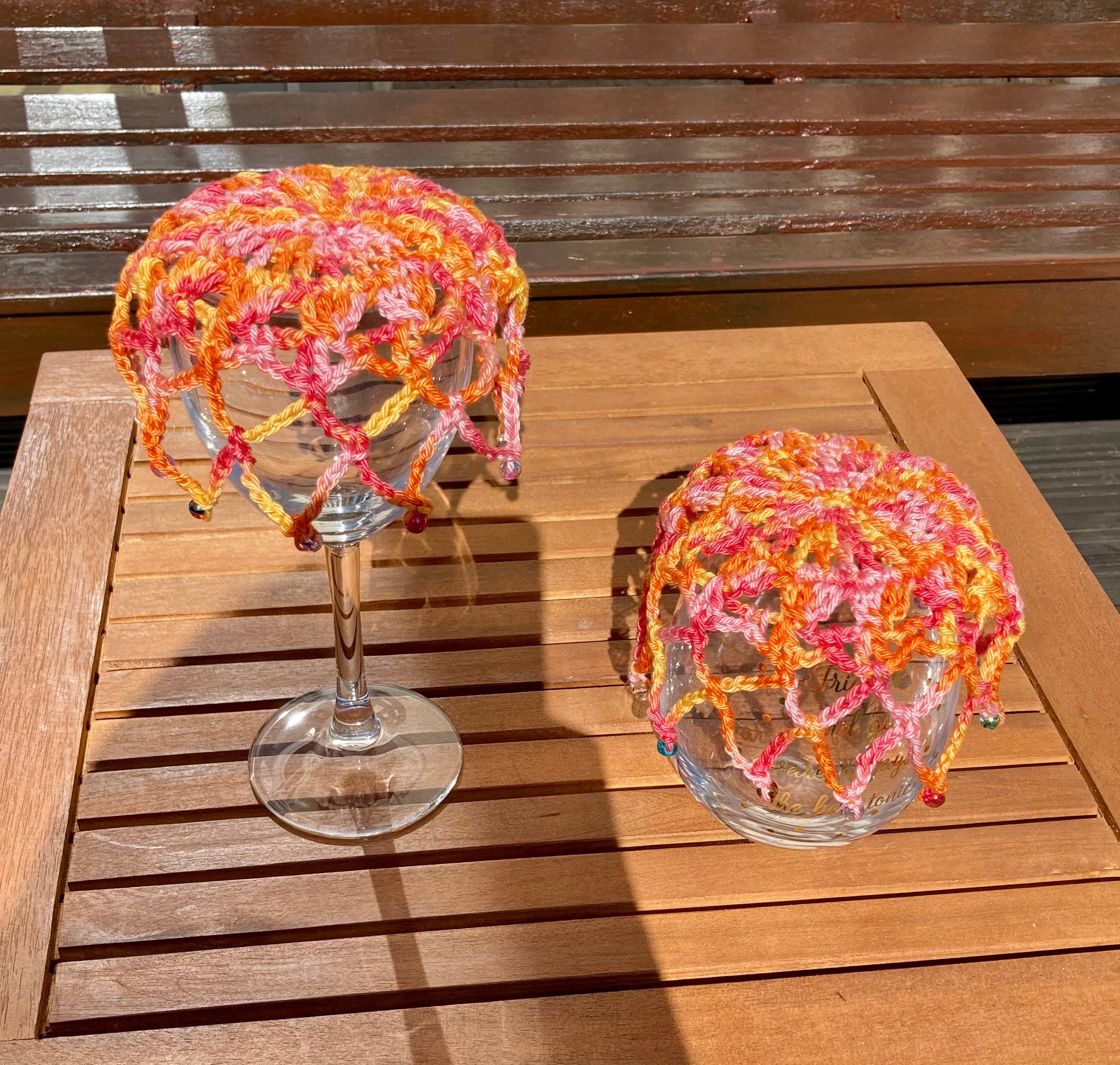 Beaded crochet glass cover Wine glass cover Mug cover Cup - Etsy