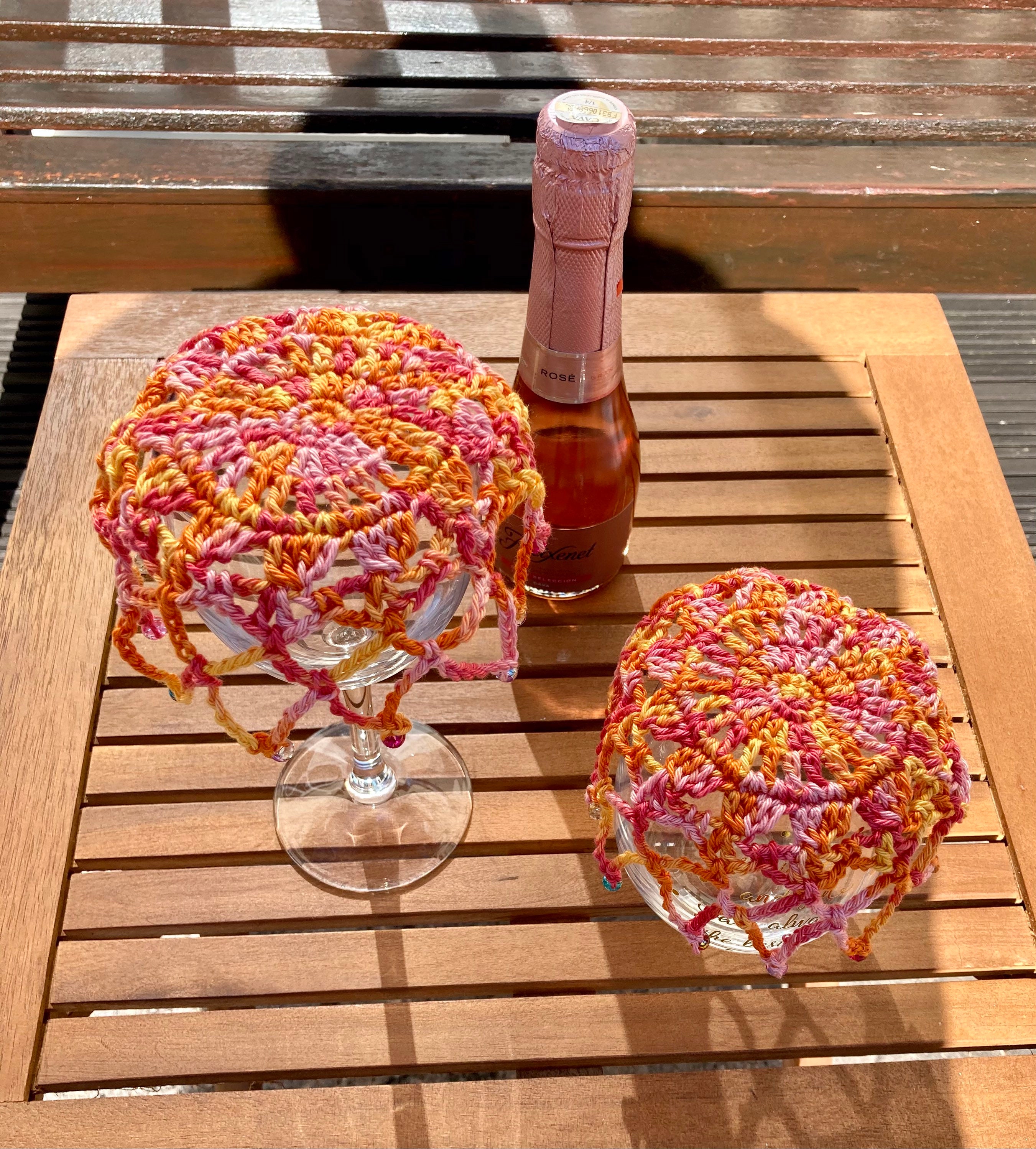 Beaded crochet glass cover Wine glass cover Mug cover Cup | Etsy