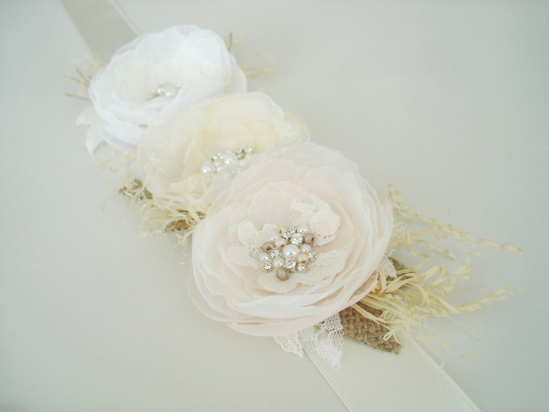Rustic Sash Blush Bridal Sash Rustic Wedding Sash Floral - Etsy