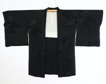 Delicate Landscape Motif Black Haori Haori Cardigan for - Etsy