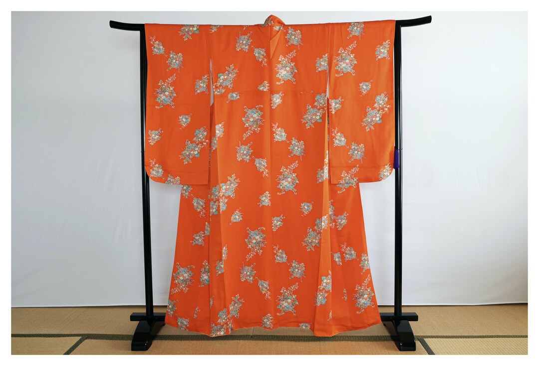 Beautiful Floral Furisode Traditional Motifs Orange - Etsy