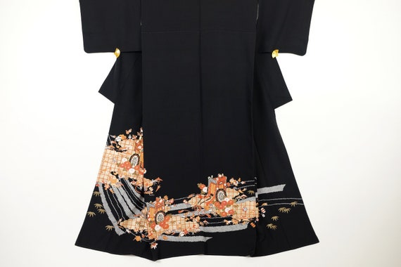 Kuro Tomesode with Traditional Motifs - Preloved Japa… - Gem