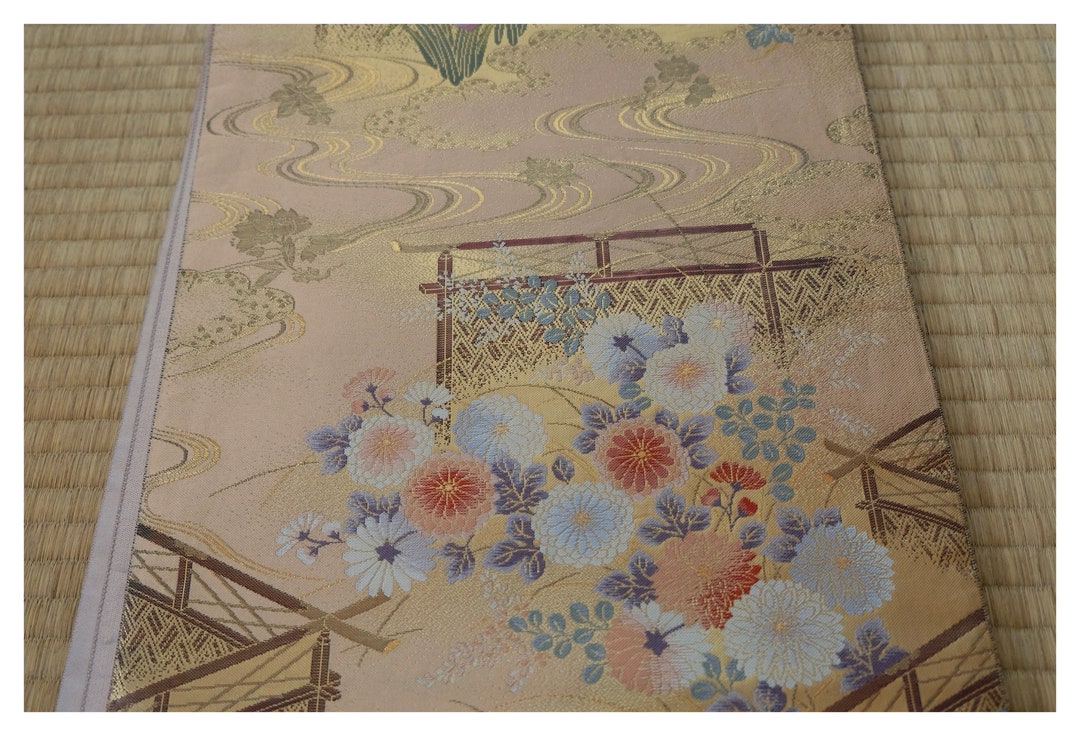 Gold Obi - Gorgeous Floral Motifs - Authentic Obi Sash for Kimono ...