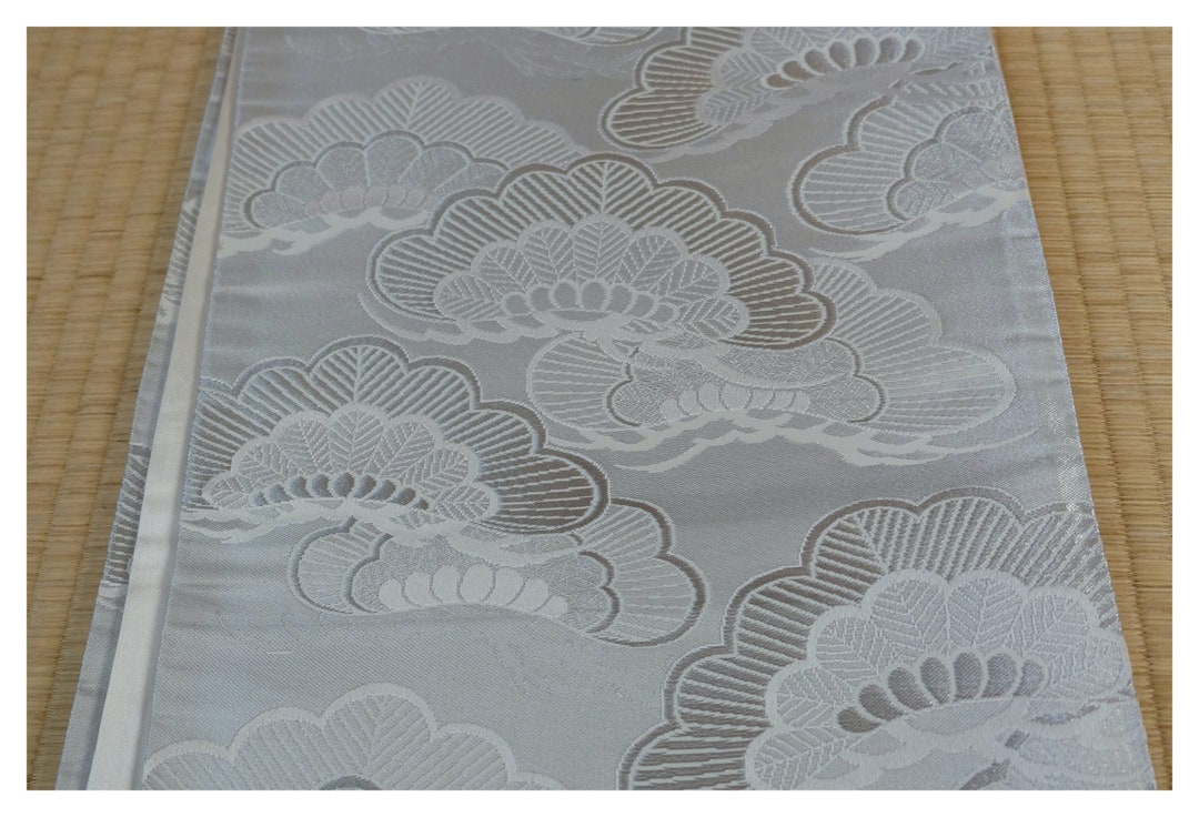 Silver Obi Beautiful Pine Tree Motif Authentic Obi Sash for Kimono ...