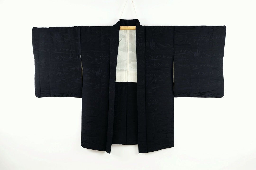 Black Haori With Japanese Motifs - Haori Cardigan for Women - Primary ...