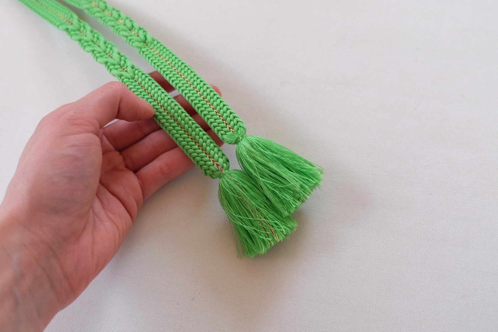 Green Obijime - Flat Obijime - Kimono Accessories - Silk Obijime ...