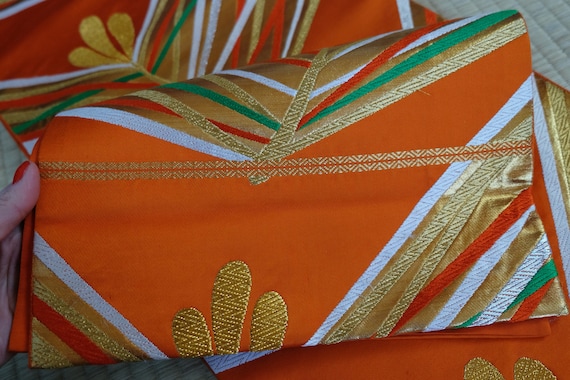Orange & Gold Obi - Authentic Obi Sash For Kimono - F… - Gem