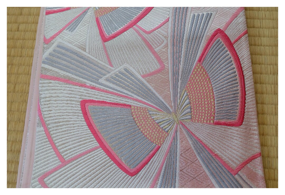 Pink & Silver Obi - Shiny Silver Threads - Authentic Obi Sash for ...