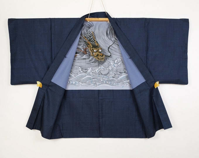 Hand-painted Dragon Lining - Excellent Condition - Blue Haori ...