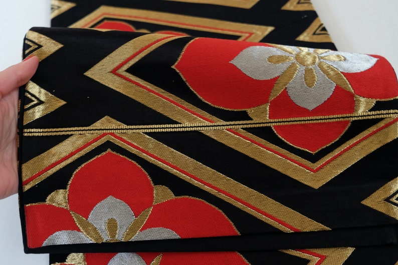 Floral Obi Sash - Symmetric Patterns - Kimono Accessories - Fukuro Obi ...
