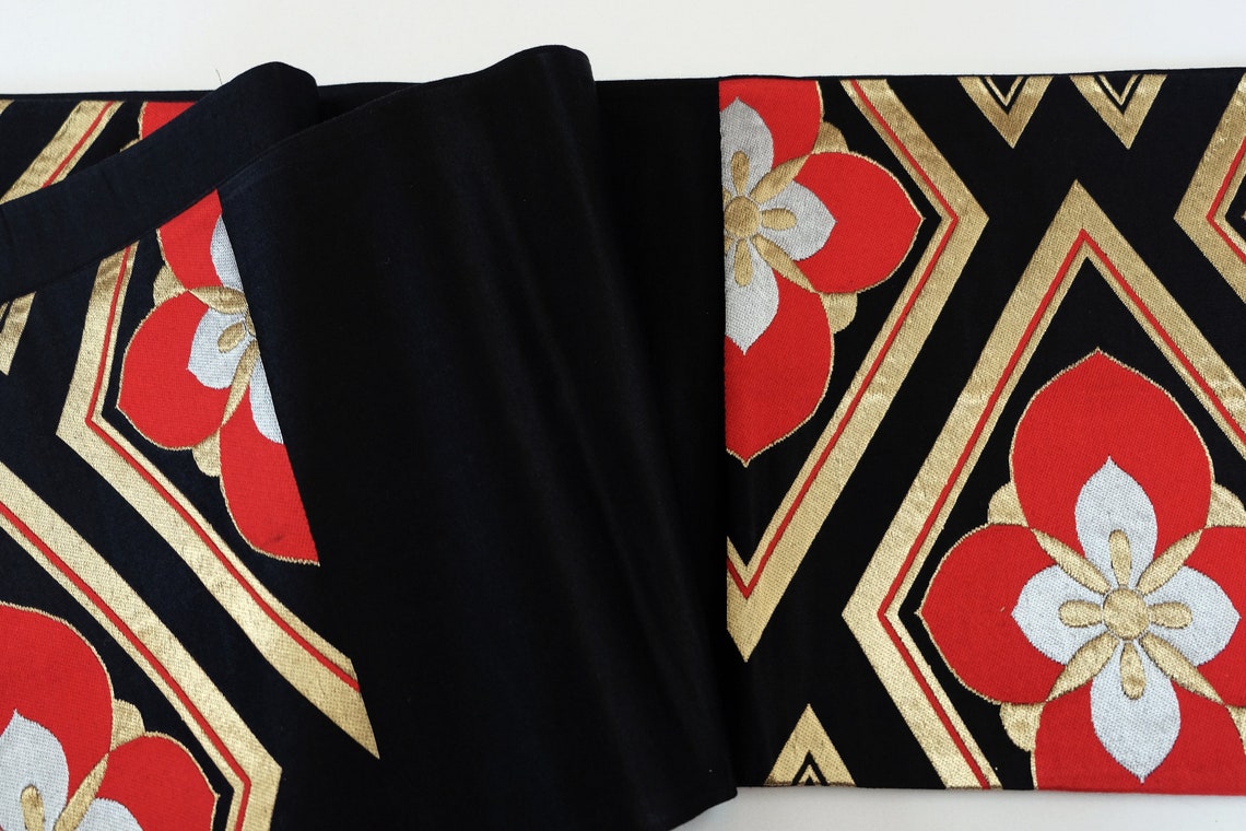 Floral Obi Sash - Symmetric Patterns - Kimono Accessories - Fukuro Obi ...