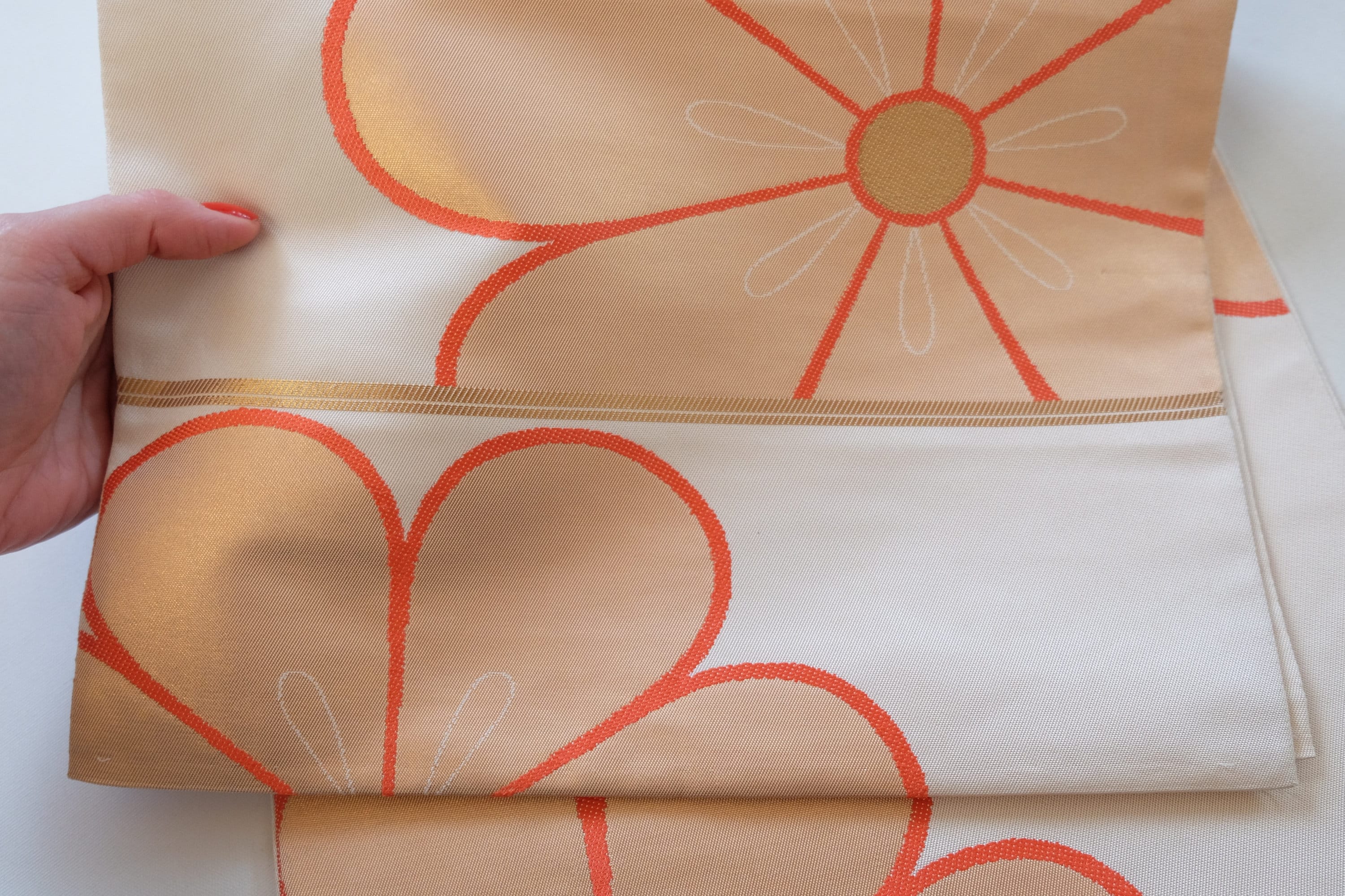 Floral Obi Sash - Gold Flowers - Fukuro Obi - Kimono Belt - Vintage ...