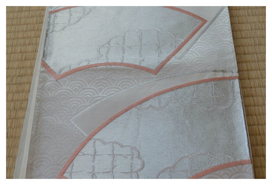 Silver Obi Traditional Japanese Motifs Authentic Obi Sash for Kimono ...