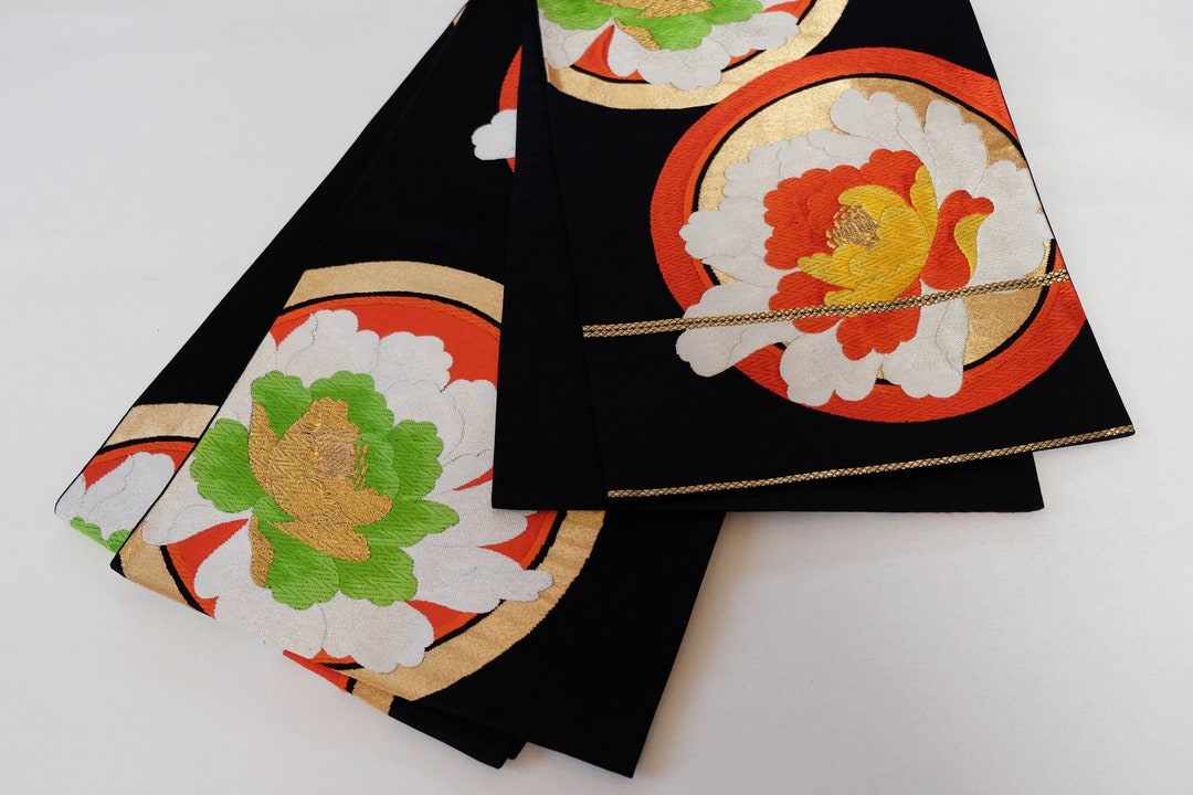 Floral Obi Sash - Fukuro Obi - Japanese Obi Sash - Vintage - Silk Obi ...