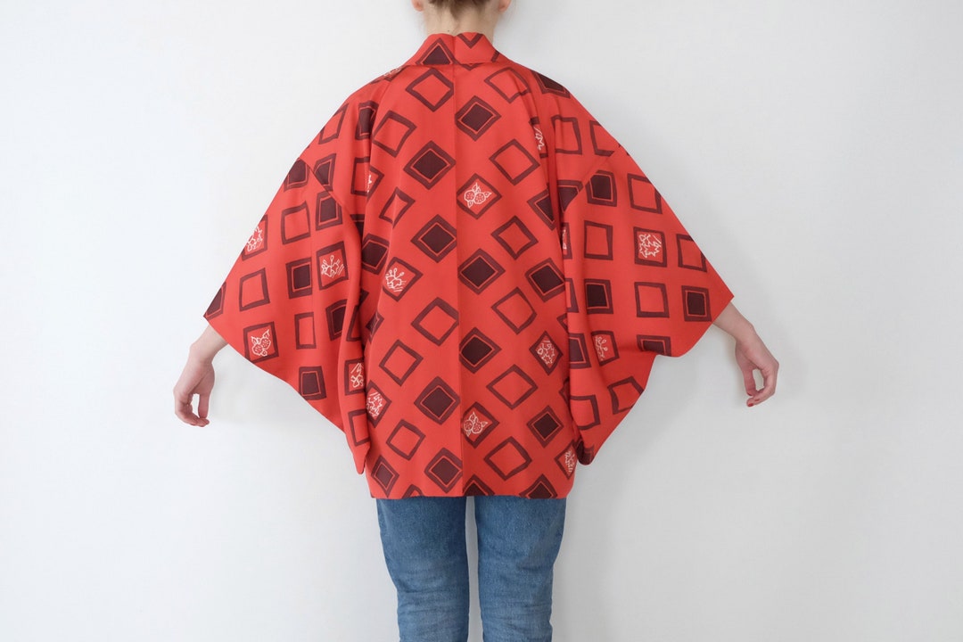 Red Haori - Primary Fiber Silk - Haori Jacket - Kimono Cardigan - Haori ...