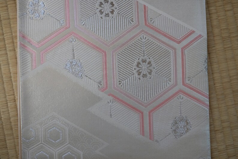 Silver & Pink Obi - Iconic Japanese Patterns - Authentic Obi Sash for ...